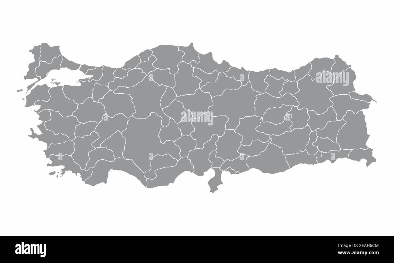 The Turkey isolated map divided in provinces Stock Vector Image & Art ...