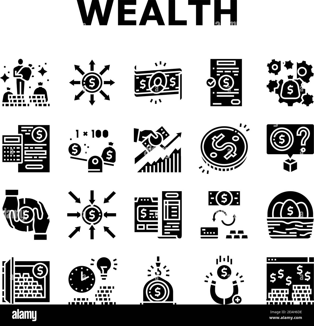 Wealth Finance Capital Collection Icons Set Vector Stock Vector Image ...