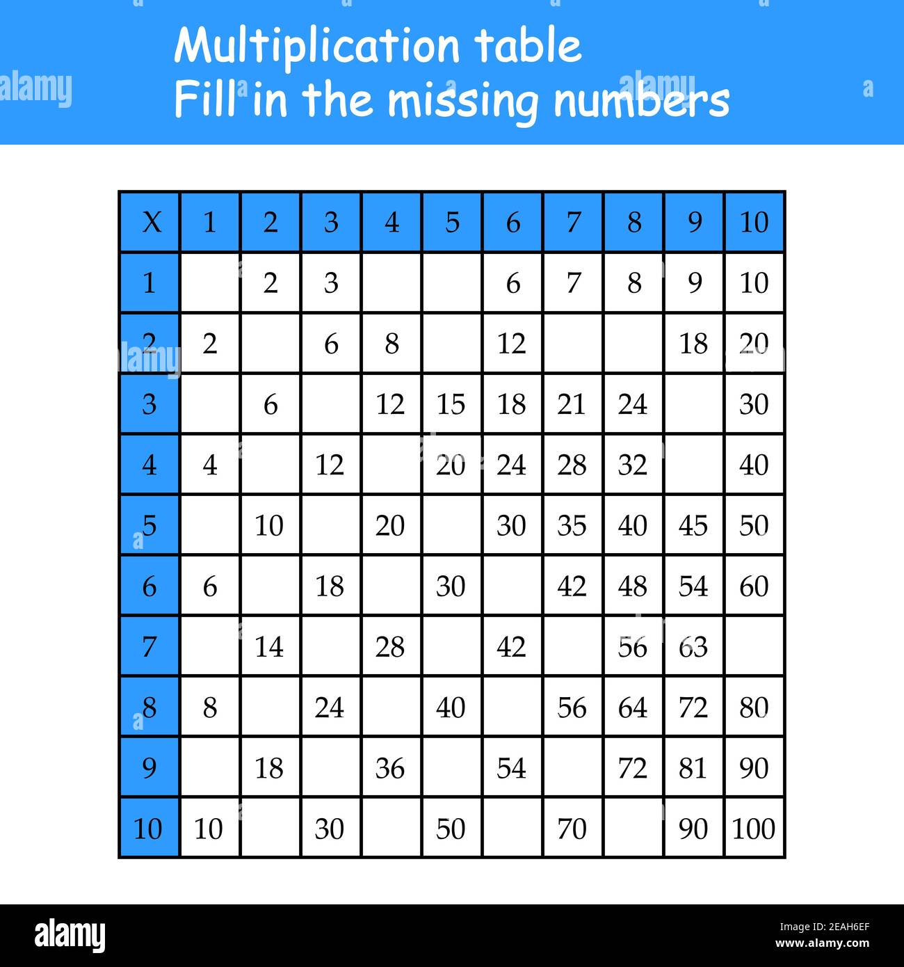 Multiplication Square. Paste the missing numbers. School vector ...