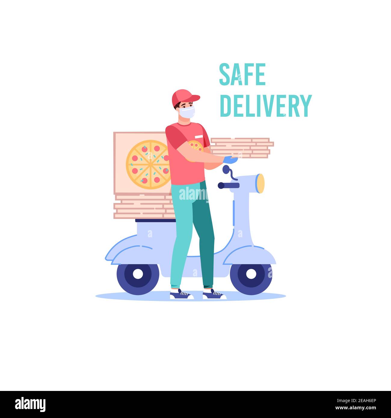 Flat cartoon delivery man character,coronavirus protection,social ... Flat cartoon delivery man character,coronavirus protection,social ...