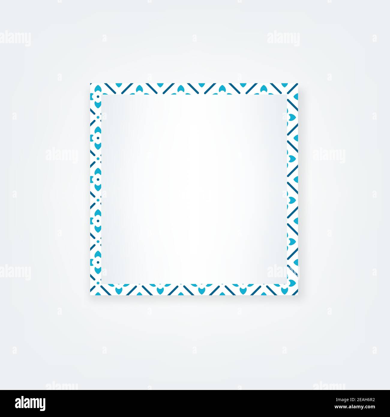 Photo frame. Blue arabesque tile border. Vector illustration, flat ...