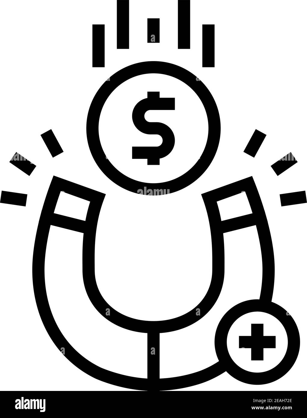 magnetic attracting money line icon vector illustration Stock Vector ...