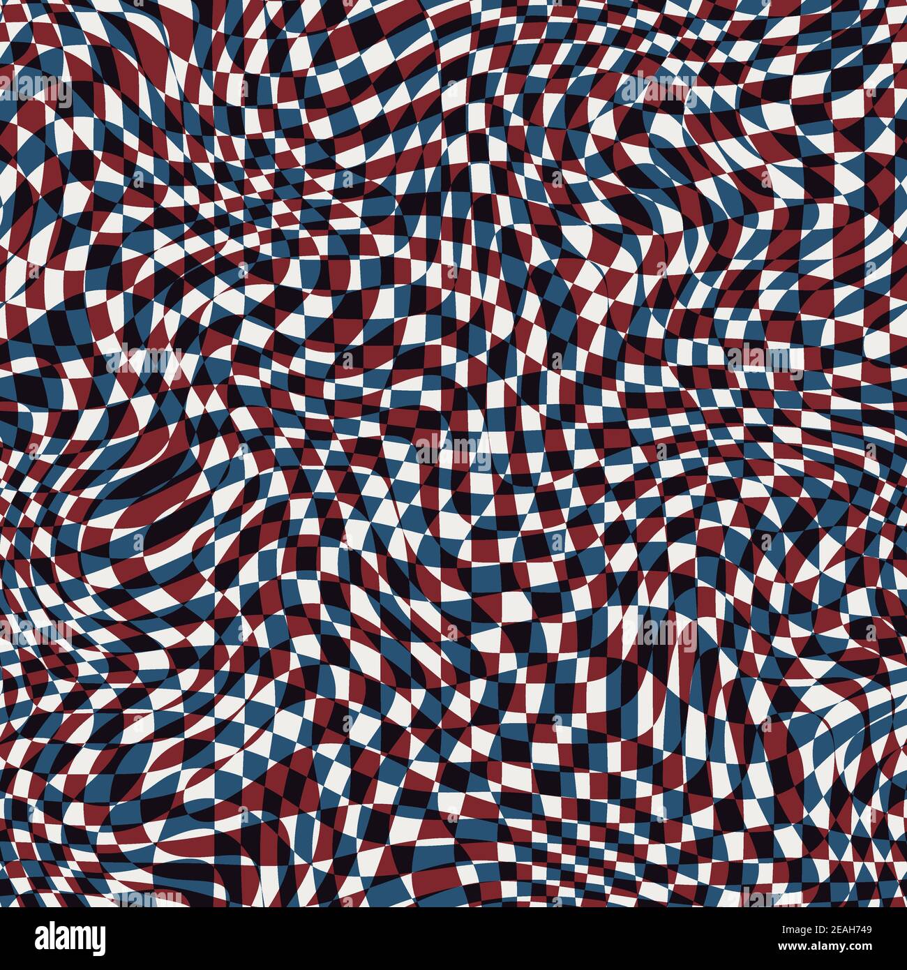 Seamless wavy check pattern red blue black white Stock Photo - Alamy