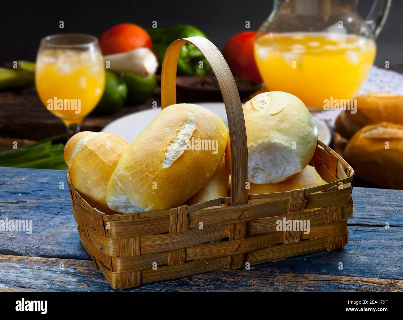 Basket of "French bread", traditional Brazilian bread Stock Photo - Alamy