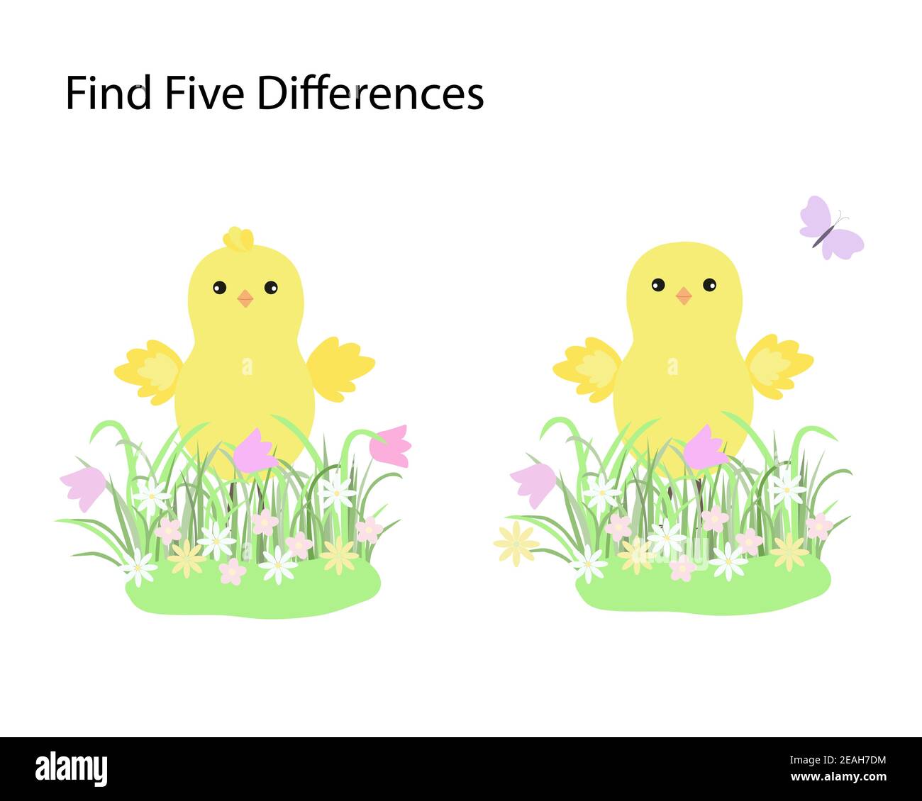 Find the differences educational activity for children, Easter chicken ...