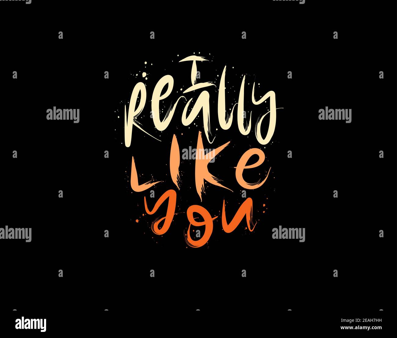I Really Like You lettering Text on black background in vector ...