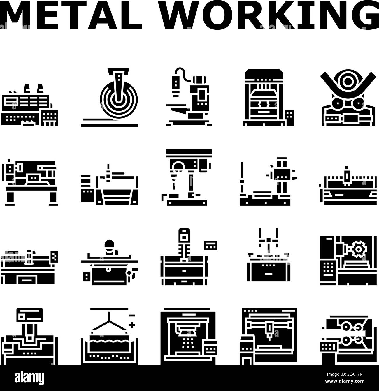 Metal Working Machine Collection Icons Set Vector Stock Vector Image ...