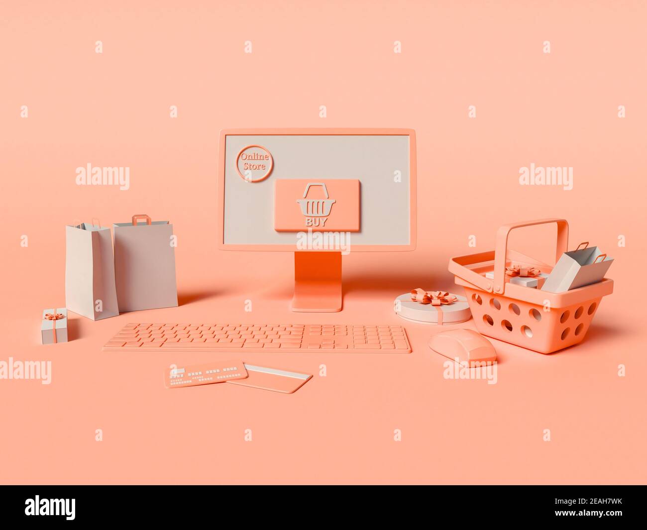 3D Illustration. Online shopping and e-commerce concept Stock Photo - Alamy