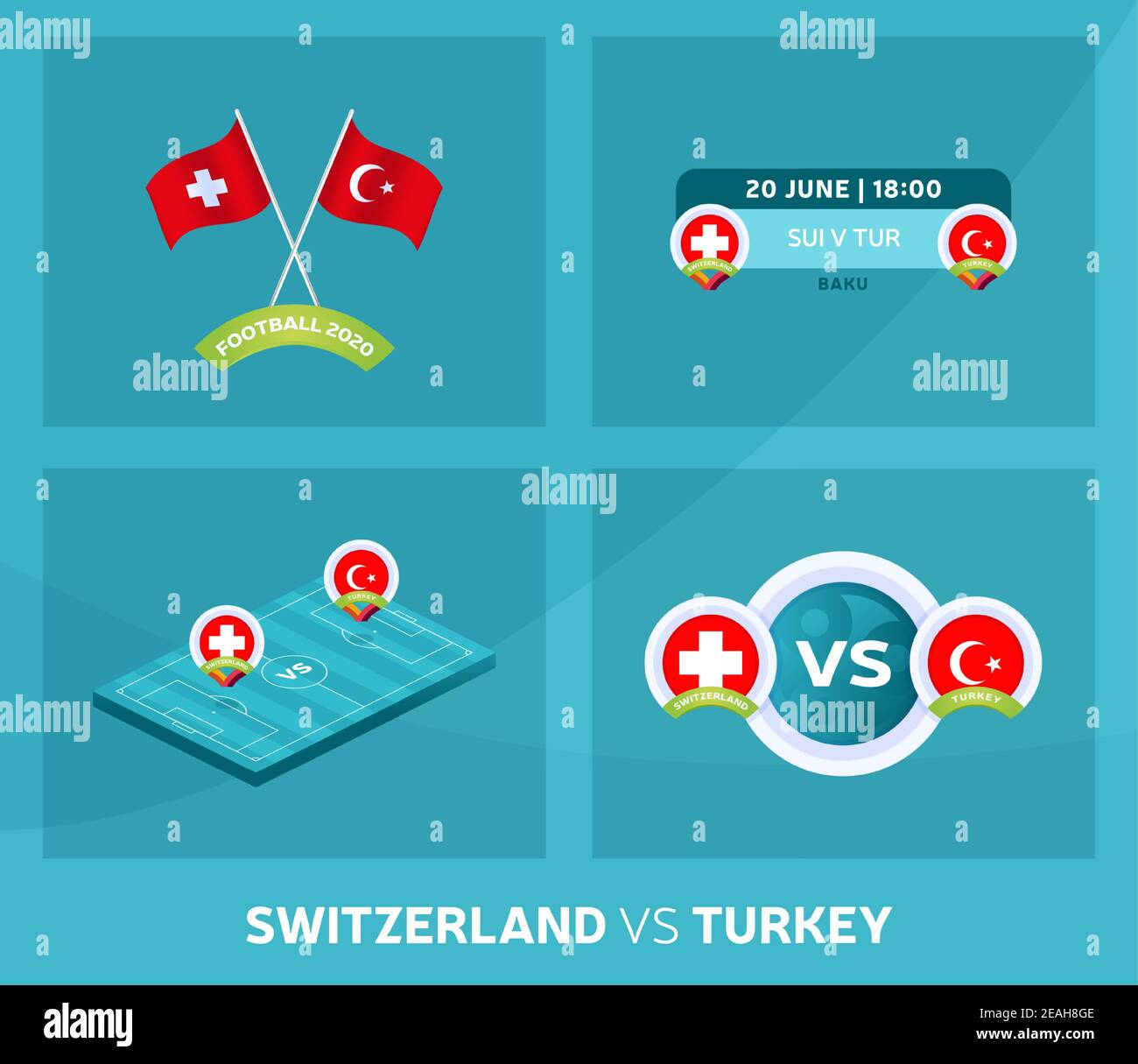 Switzerland vs Turkey match set. Football 2020 championship match ...