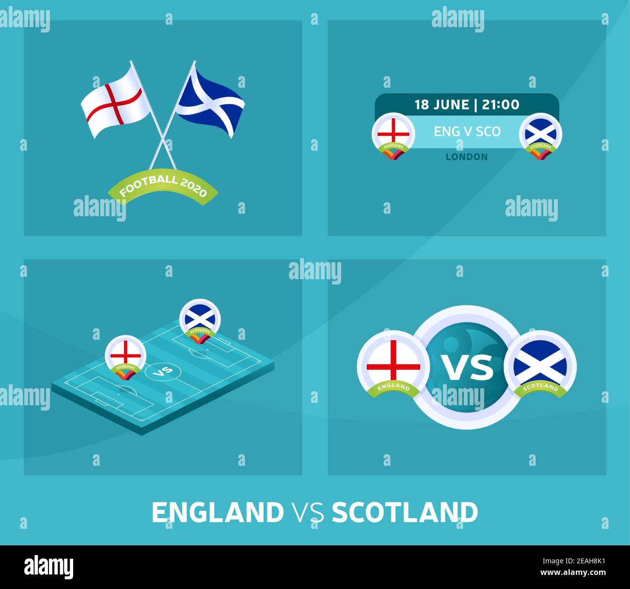 England vs Scotland match set. Football 2020 championship match versus ...