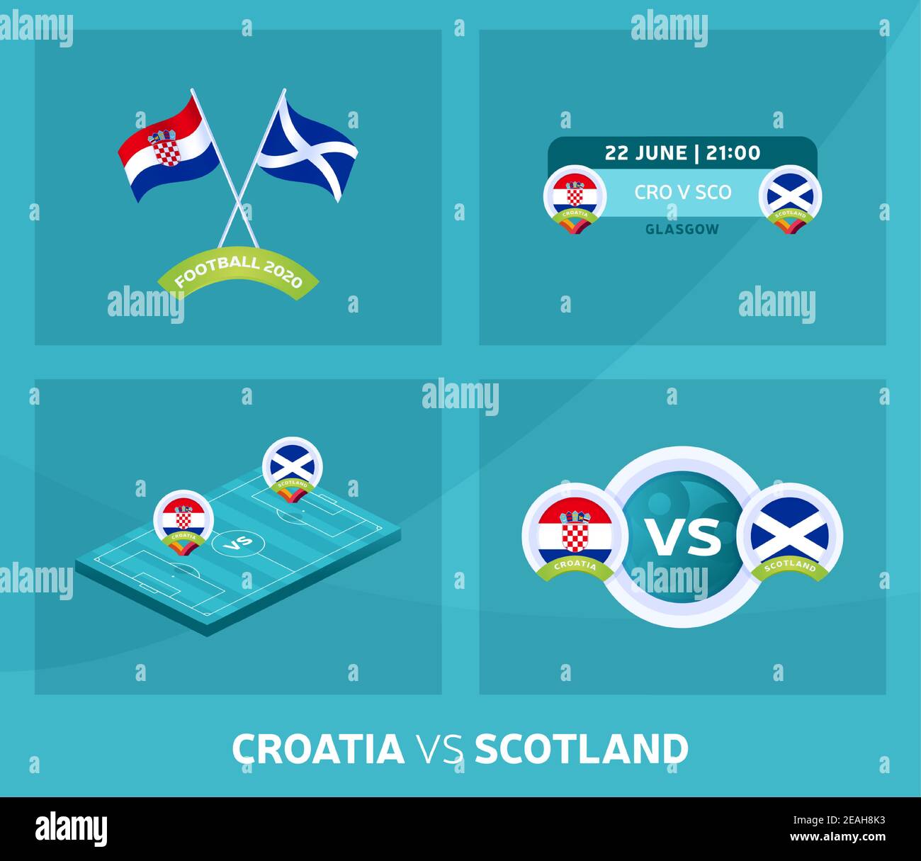 Croatia vs Scotland match set. Football 2020 championship match versus ...