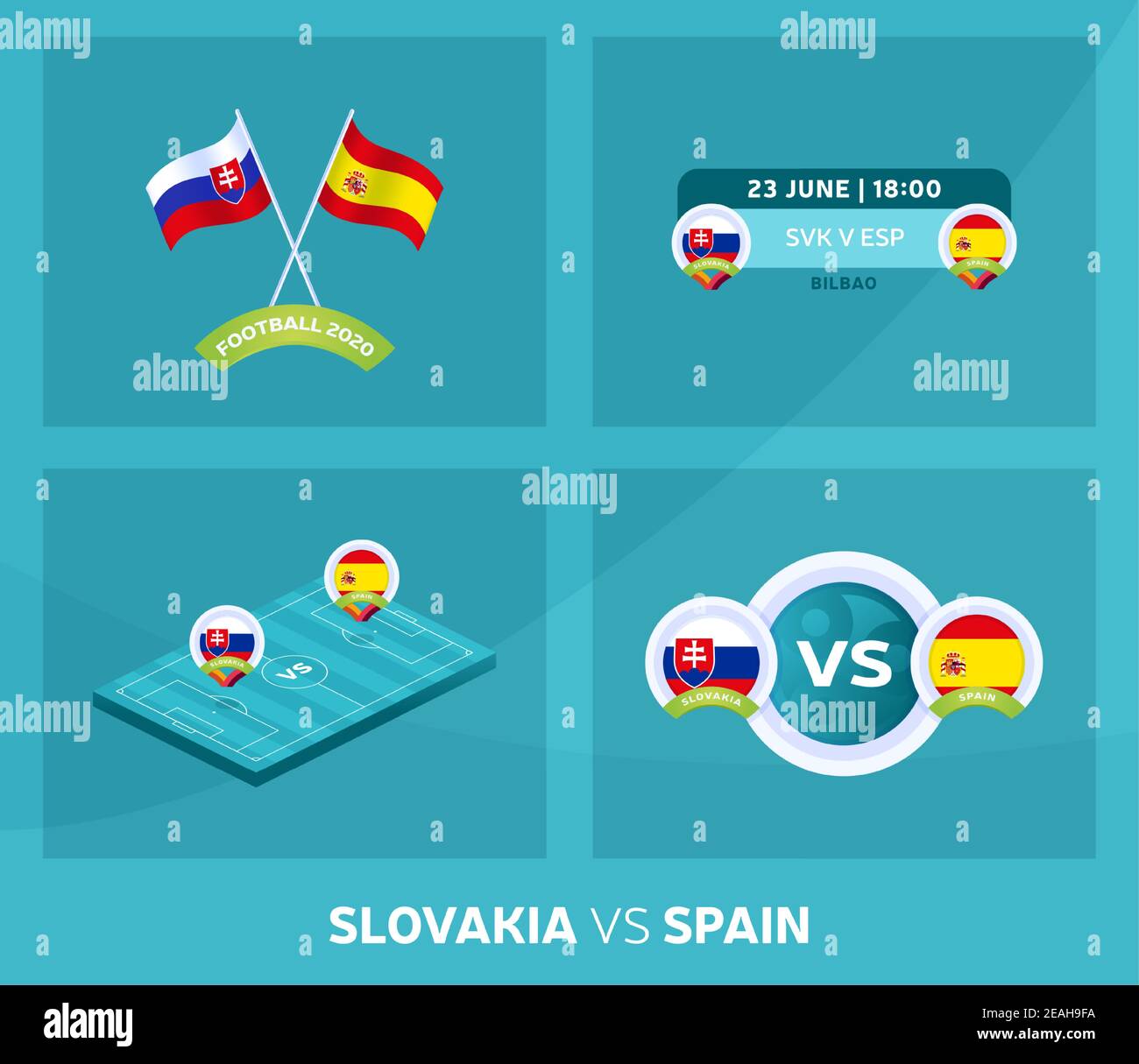 Slovakia vs Spain match set. Football 2020 championship match versus ...