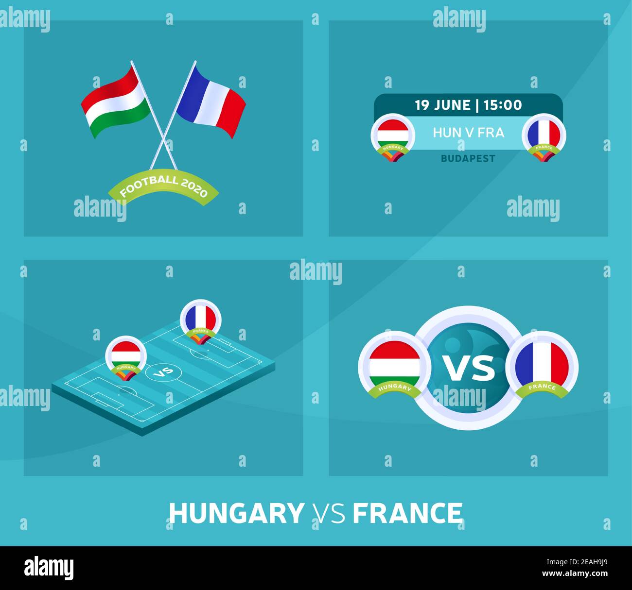 Hungary vs France match set. Football 2020 championship match versus ...