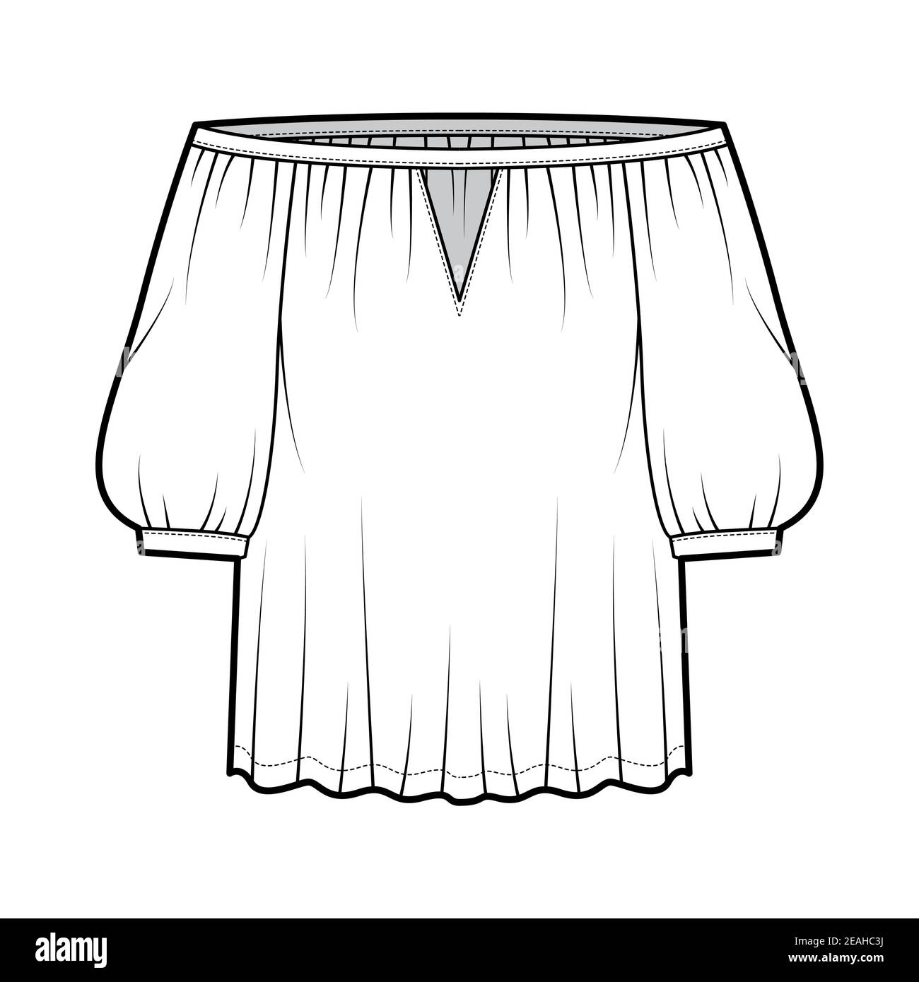 Black off shoulder top Stock Vector Images - Alamy