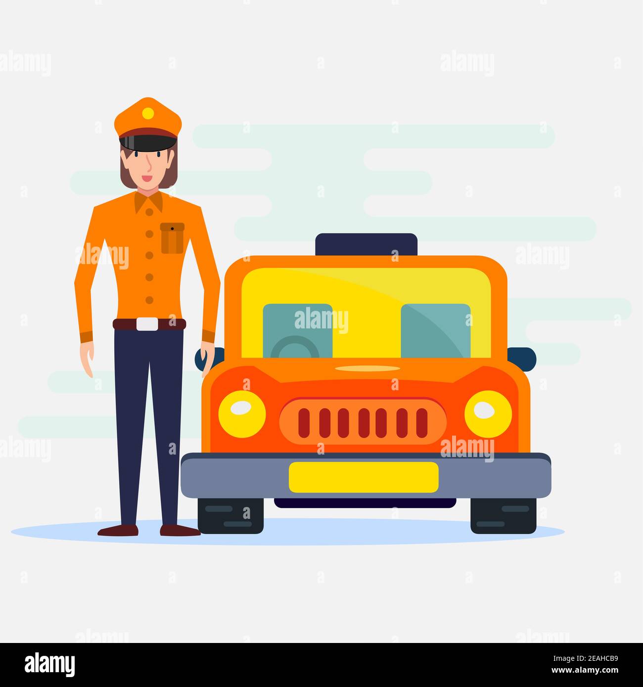 woman taxi driver vector illustration in flat style Stock Vector Image ...