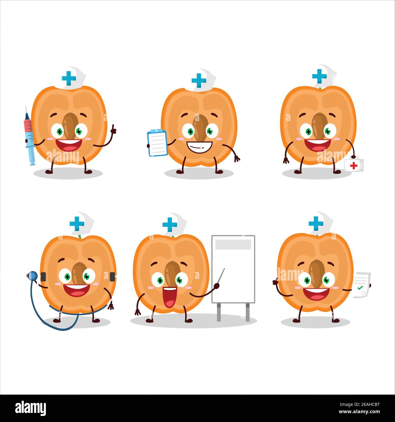Doctor profession emoticon with slice of apricot cartoon character ...