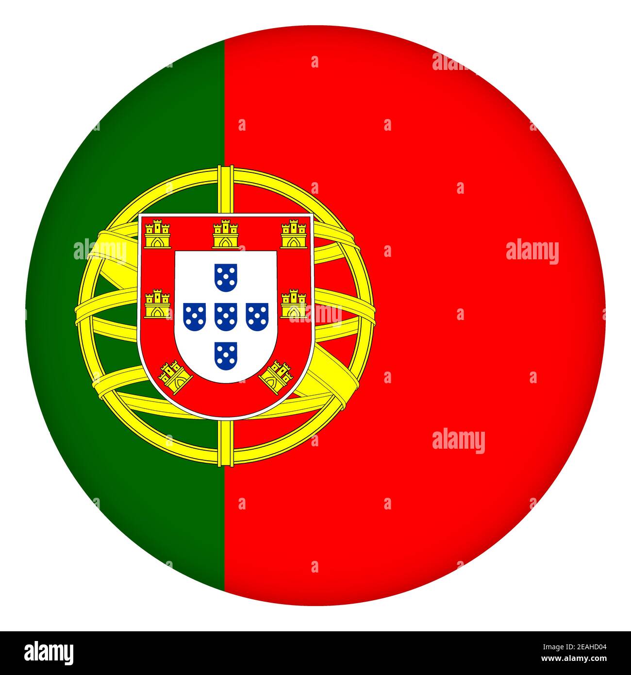 Glass light ball with flag of Portugal. Round sphere, template icon ...