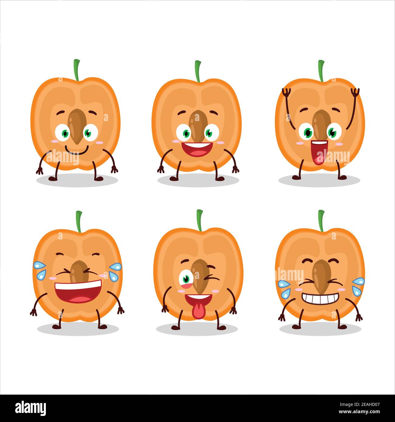 Cartoon character of slice of apricot with smile expression. Vector ...