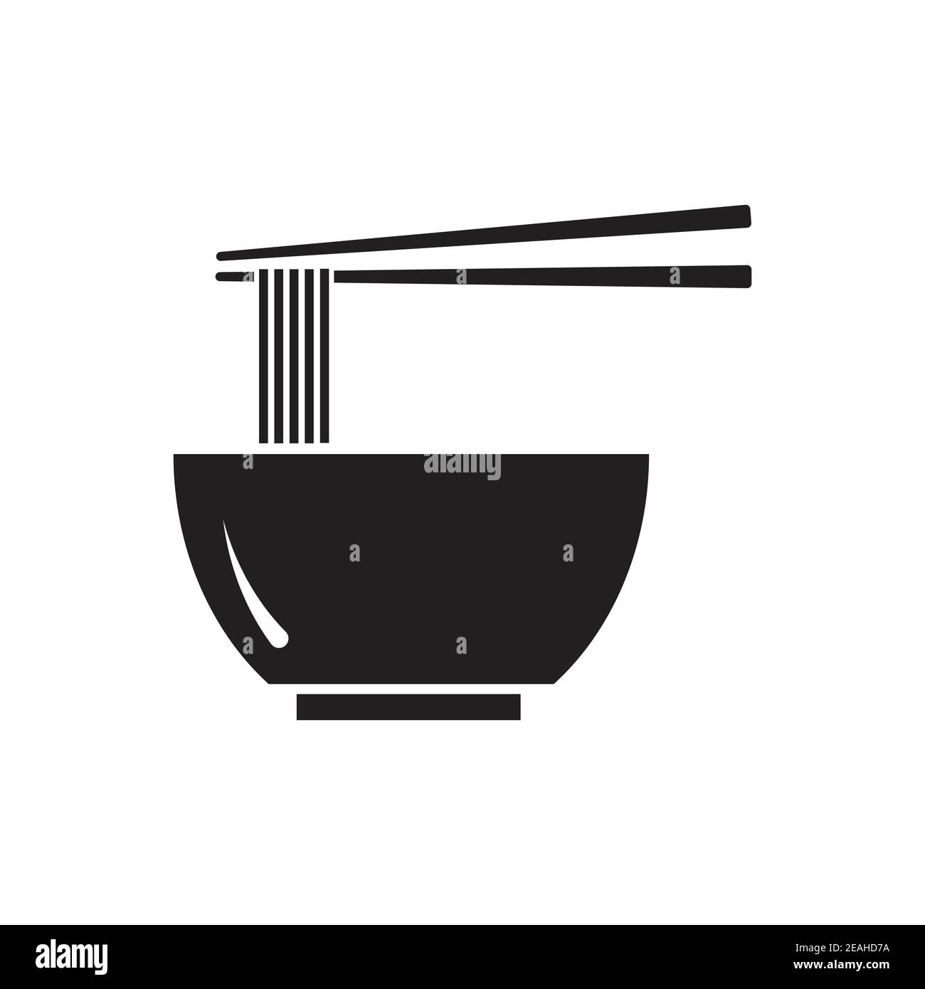 Noodle soup bowl with chopsticks vector icon food concept for graphic ...