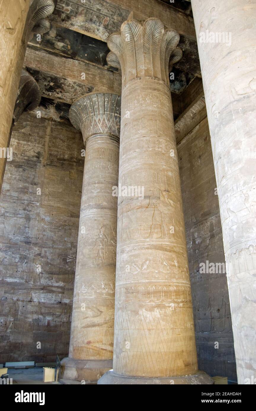 Interior of the Ancient Egyptian Temple of Horus, Edfu, Egypt Stock ...