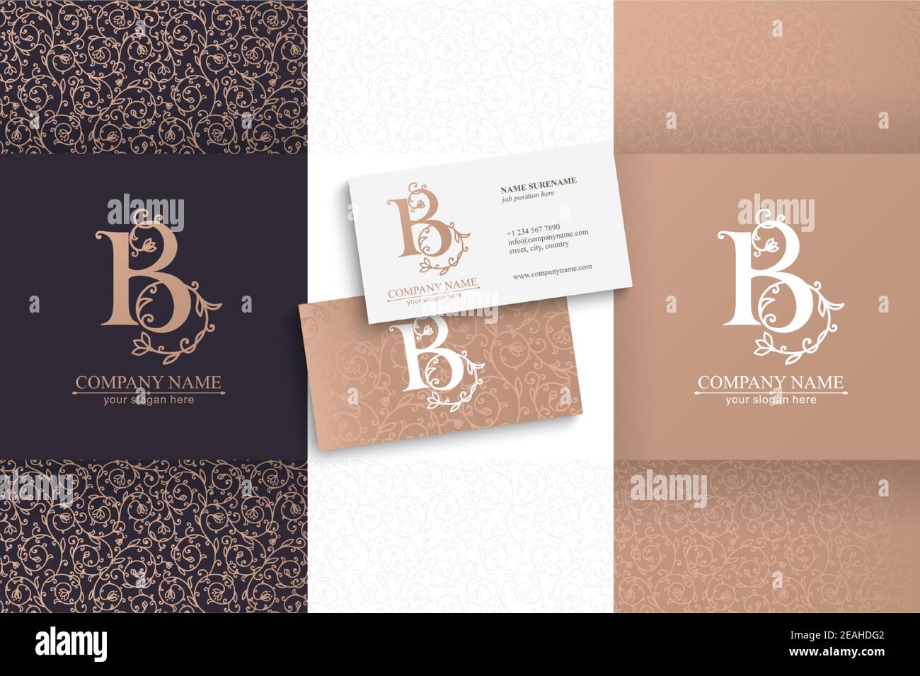 Letter B logo template. Monnogram, delicate floral design. Personal ...