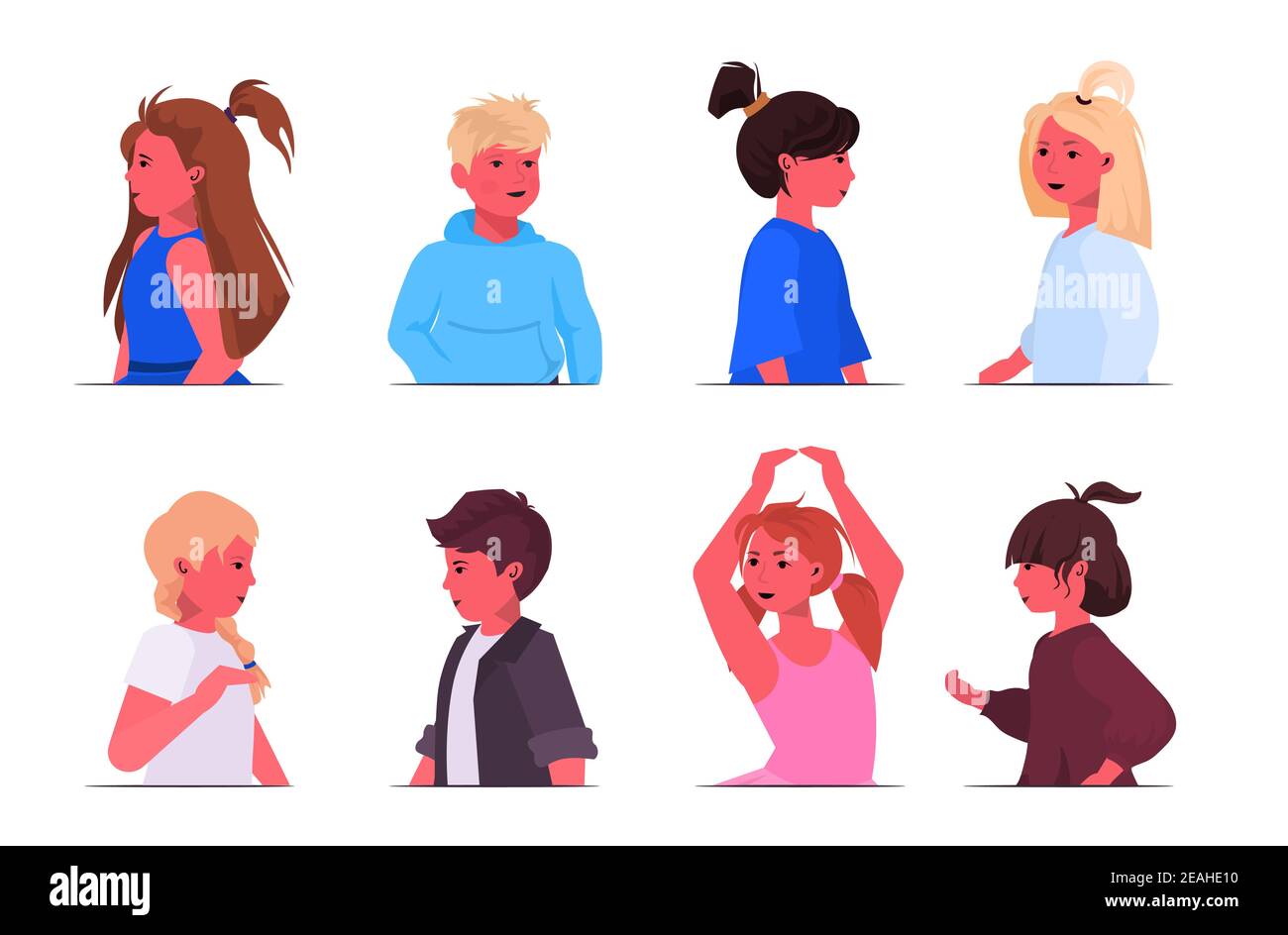 set little boys girls avatars cute children portraits collection ...