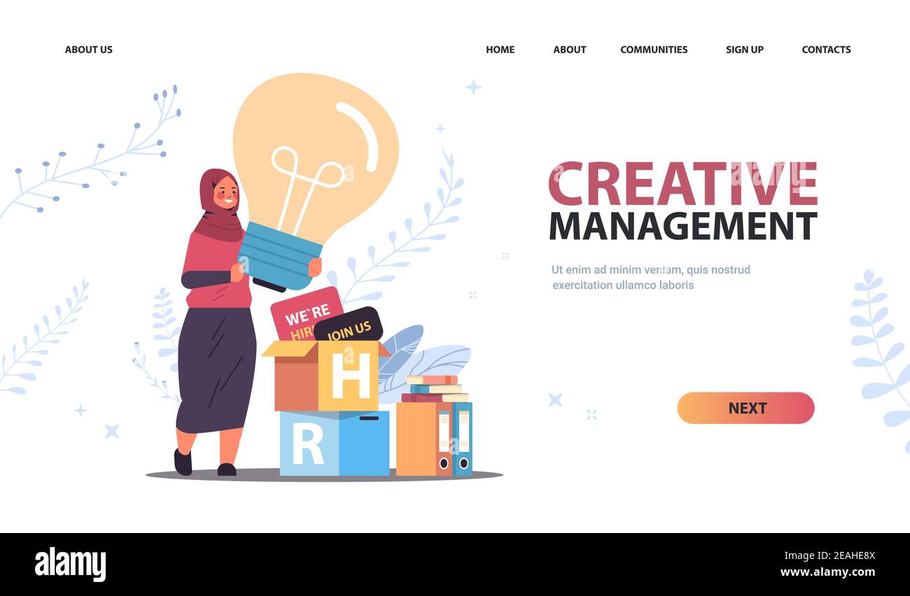 arab businesswoman hr manager holding light bulb creative management ...