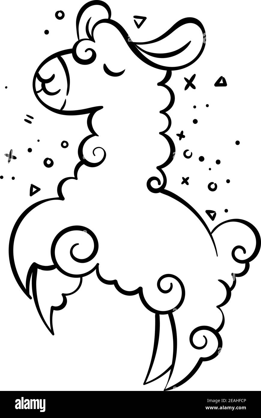 Cute curly llama. Vector illustration for coloring pages, children ...