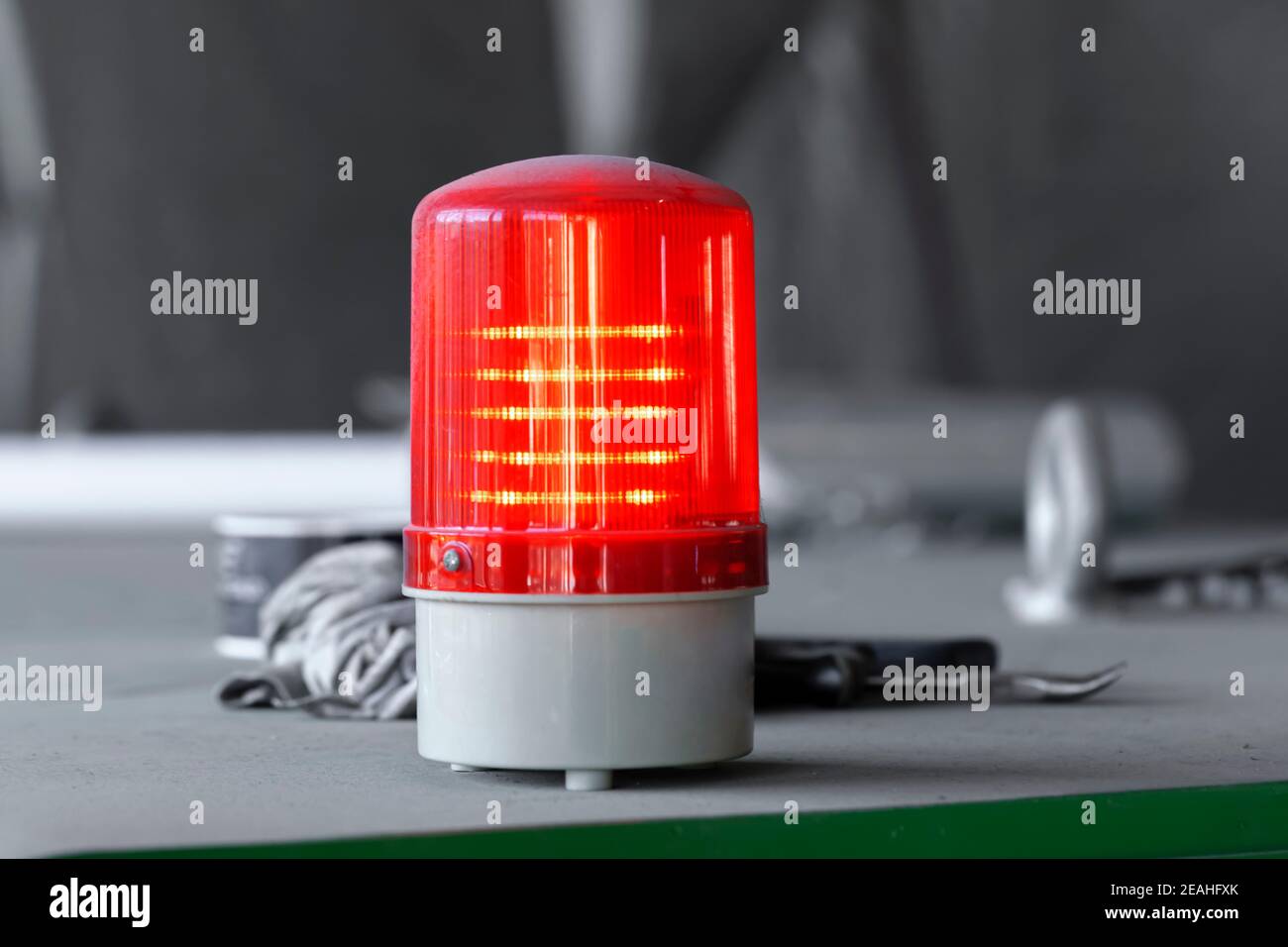 Warning light alarm in industrial plant close up Stock Photo - Alamy