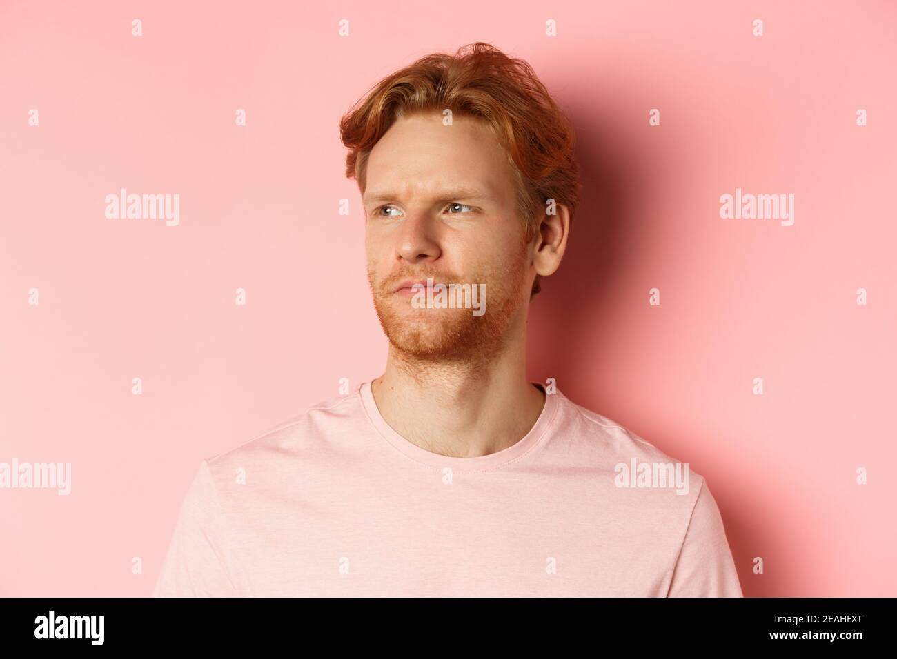 Close up of skeptical and unamused european man, smirk with judgemental ...