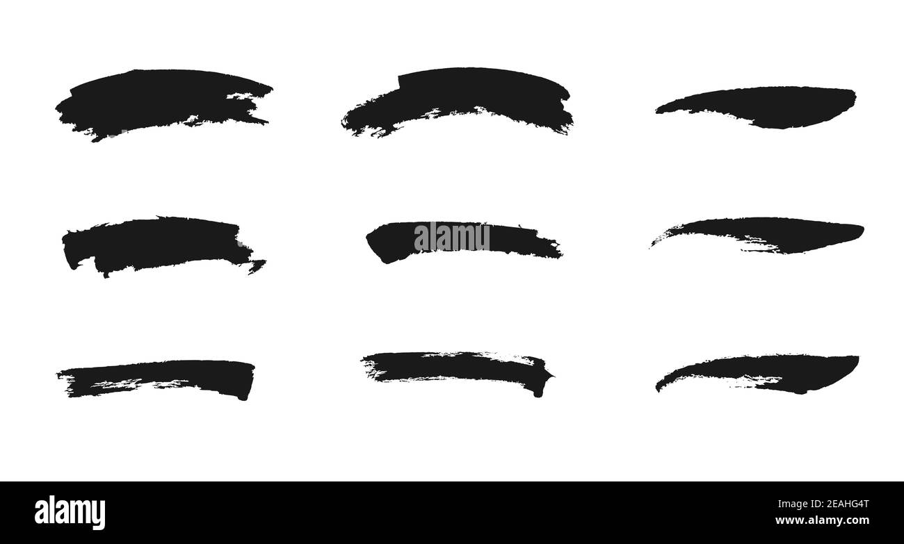 Brush ink strokes. Freehand drawing elements. Vector paintbrush set ...