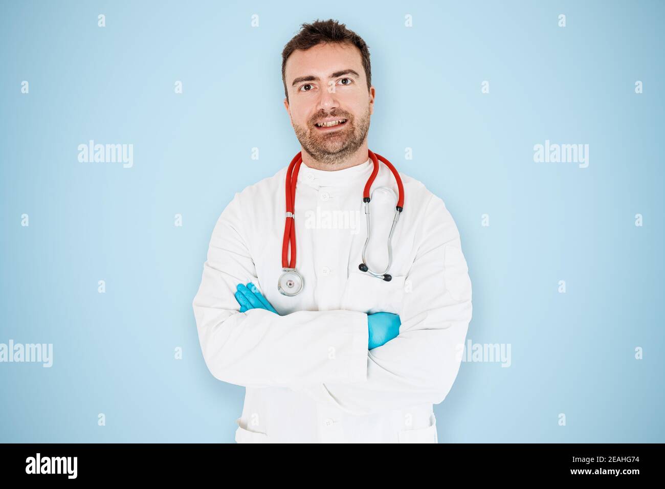 Doctor blue background hi-res stock photography and images - Alamy