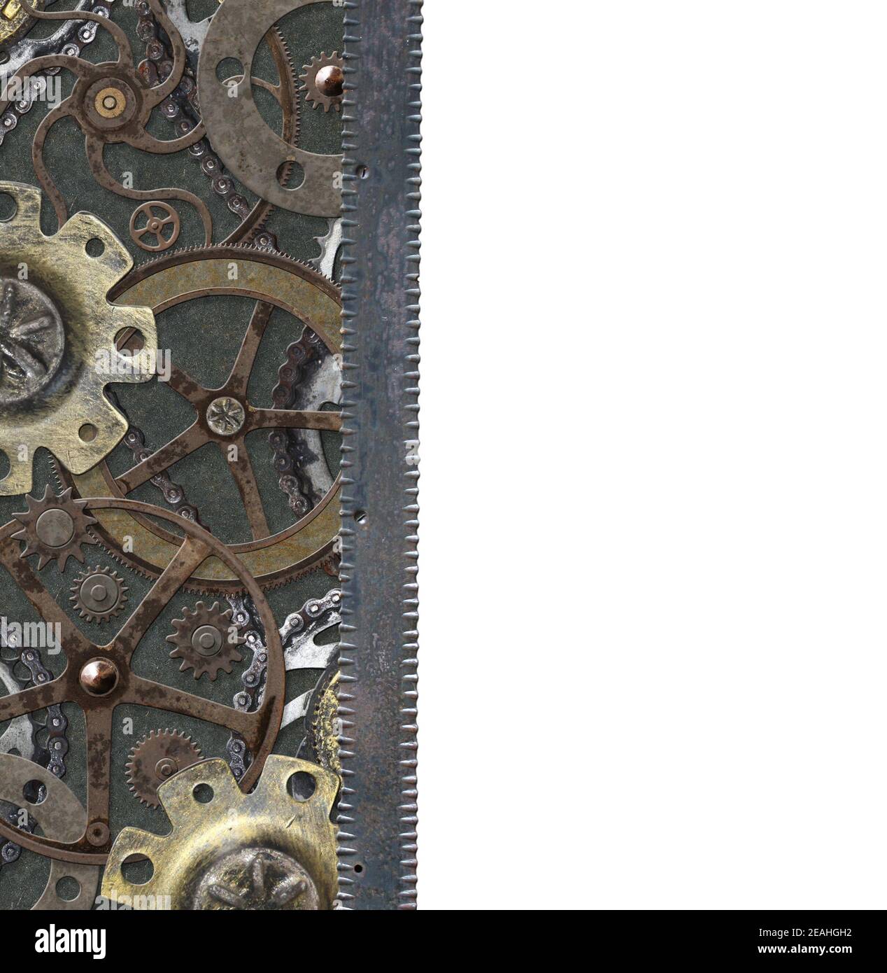 Grunge background in steampunk style. Texture of old metal with rivets ...