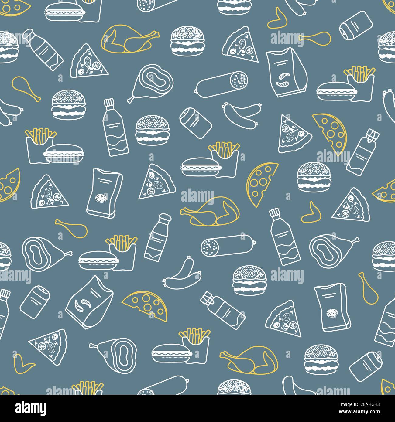 Vector Food Seamless pattern Illustration Cooking Fast food Snack ...