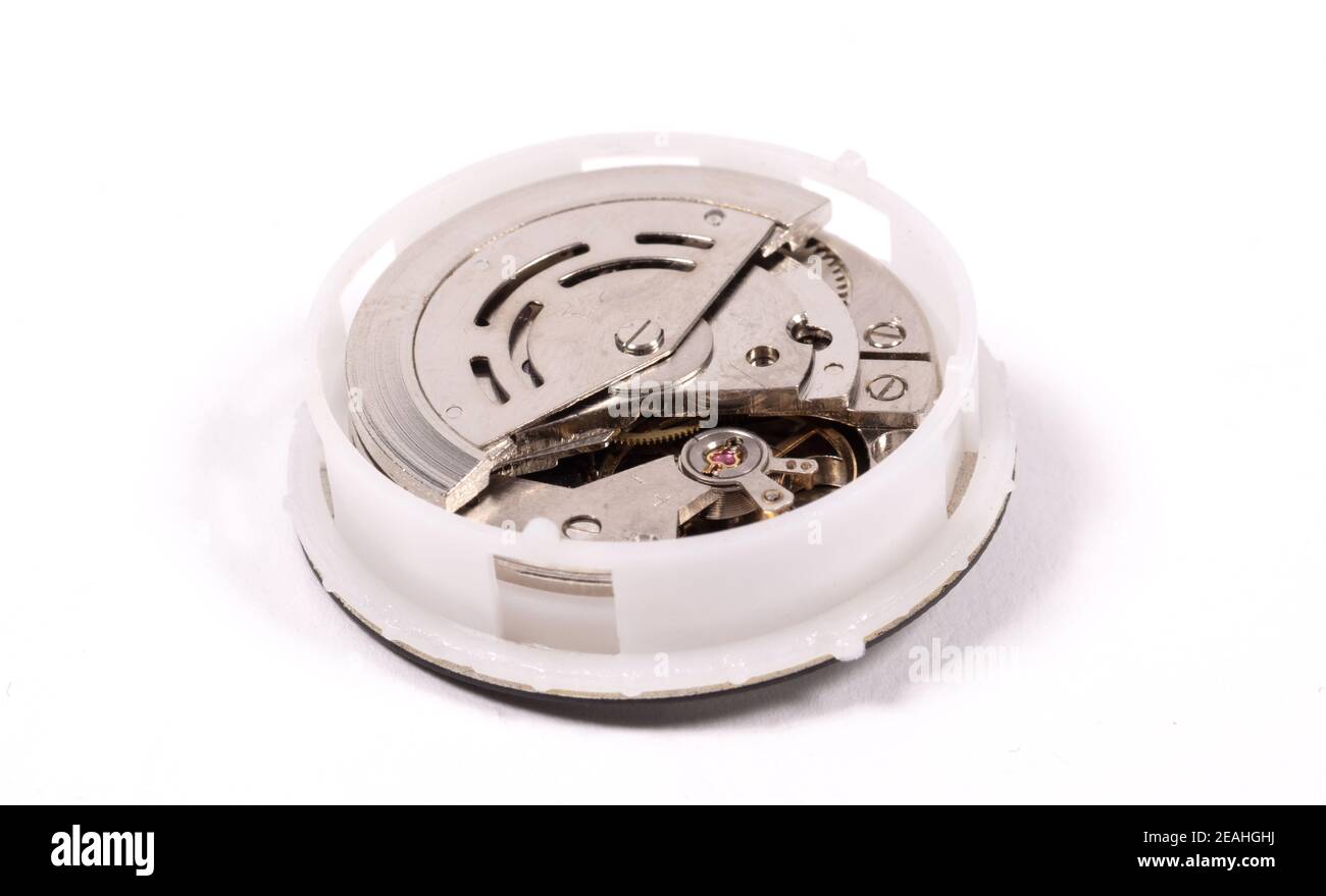 The inside of a kinetic watch, isolated on white Stock Photo - Alamy