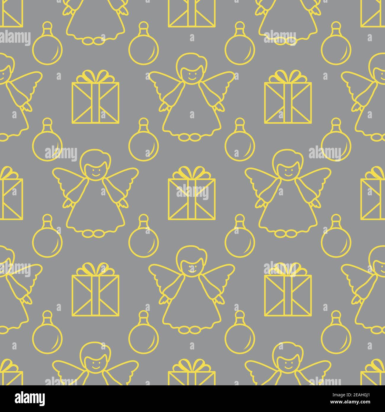 Happy new year, Merry Christmas vector seamless pattern with angel ...