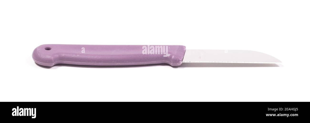 Small purple kitchen knife isolated on a white background Stock Photo ...