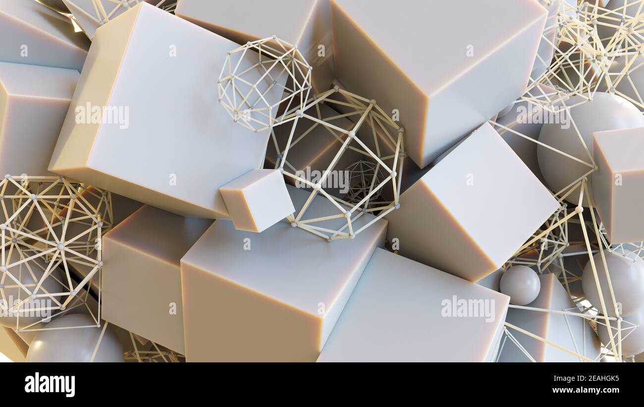 Geometric objects with wireframe hi-res stock photography and images ...