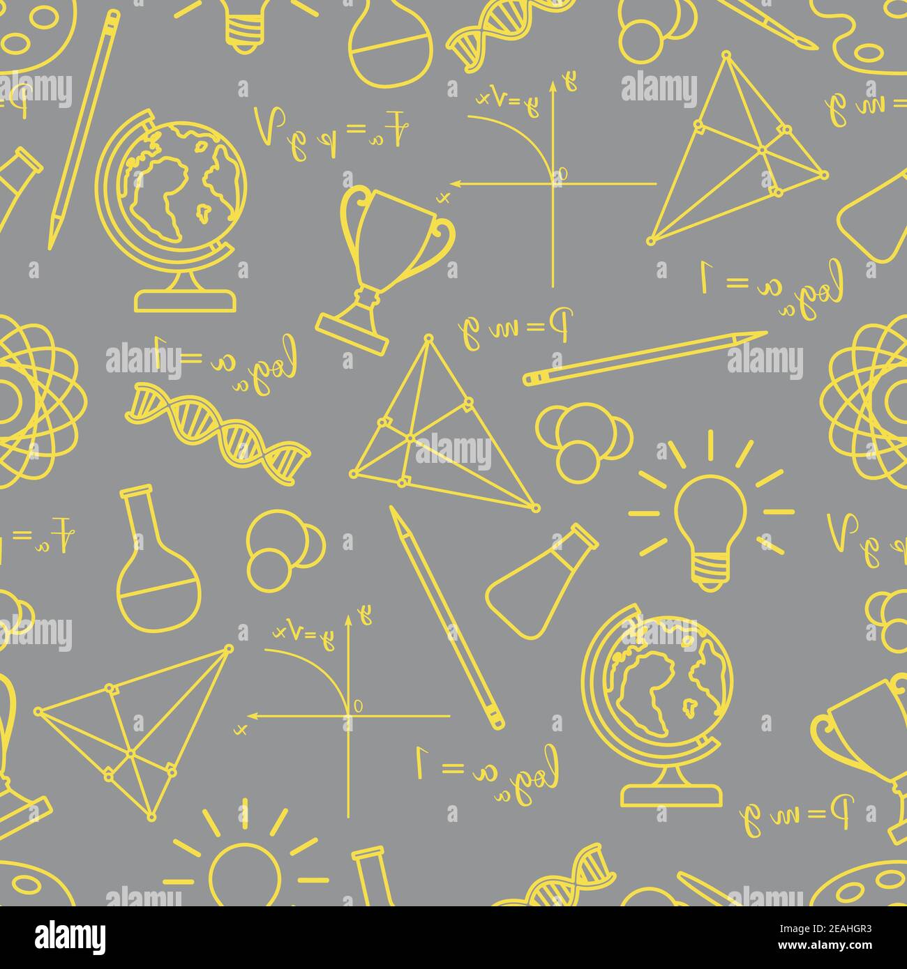 Vector seamless pattern with scientific, education elements: globe ...