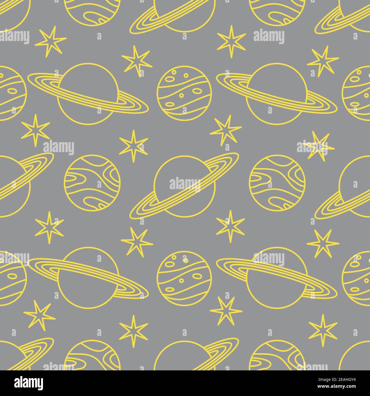 Seamless vector pattern with planets, Saturn, stars. Space exploration ...