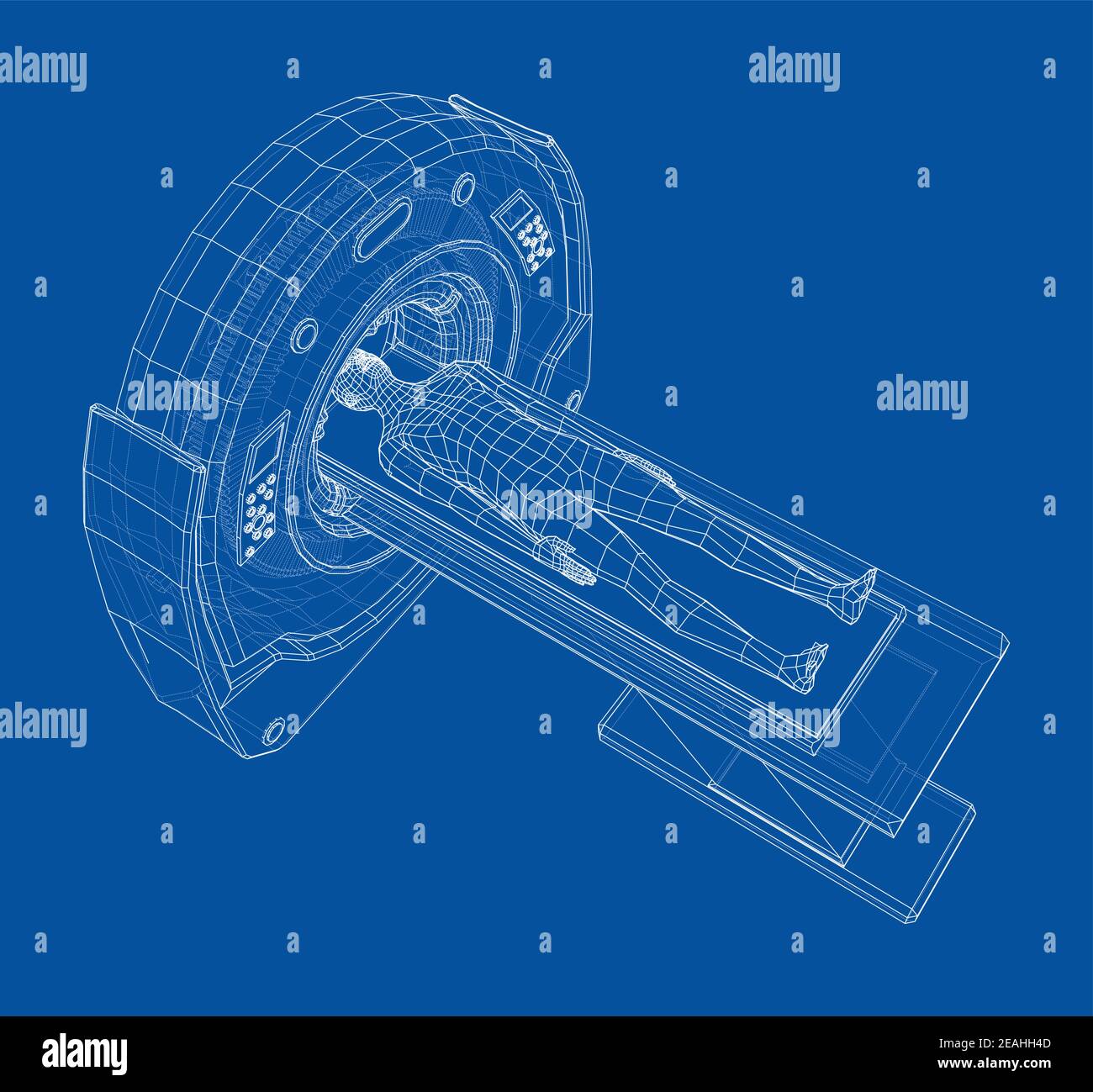 MRI machine scanning patient inside. Vector Stock Vector Image & Art ...