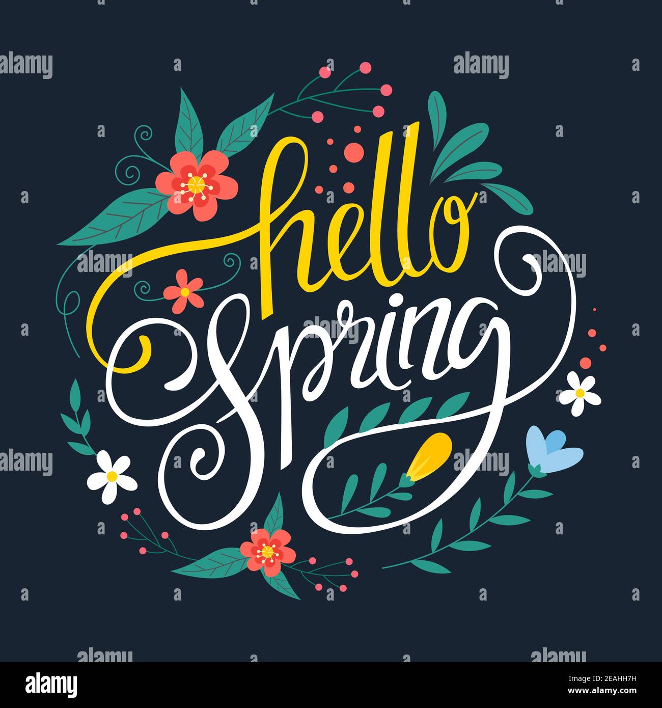 Hello spring lettering Vector illustration Stock Vector Image & Art - Alamy