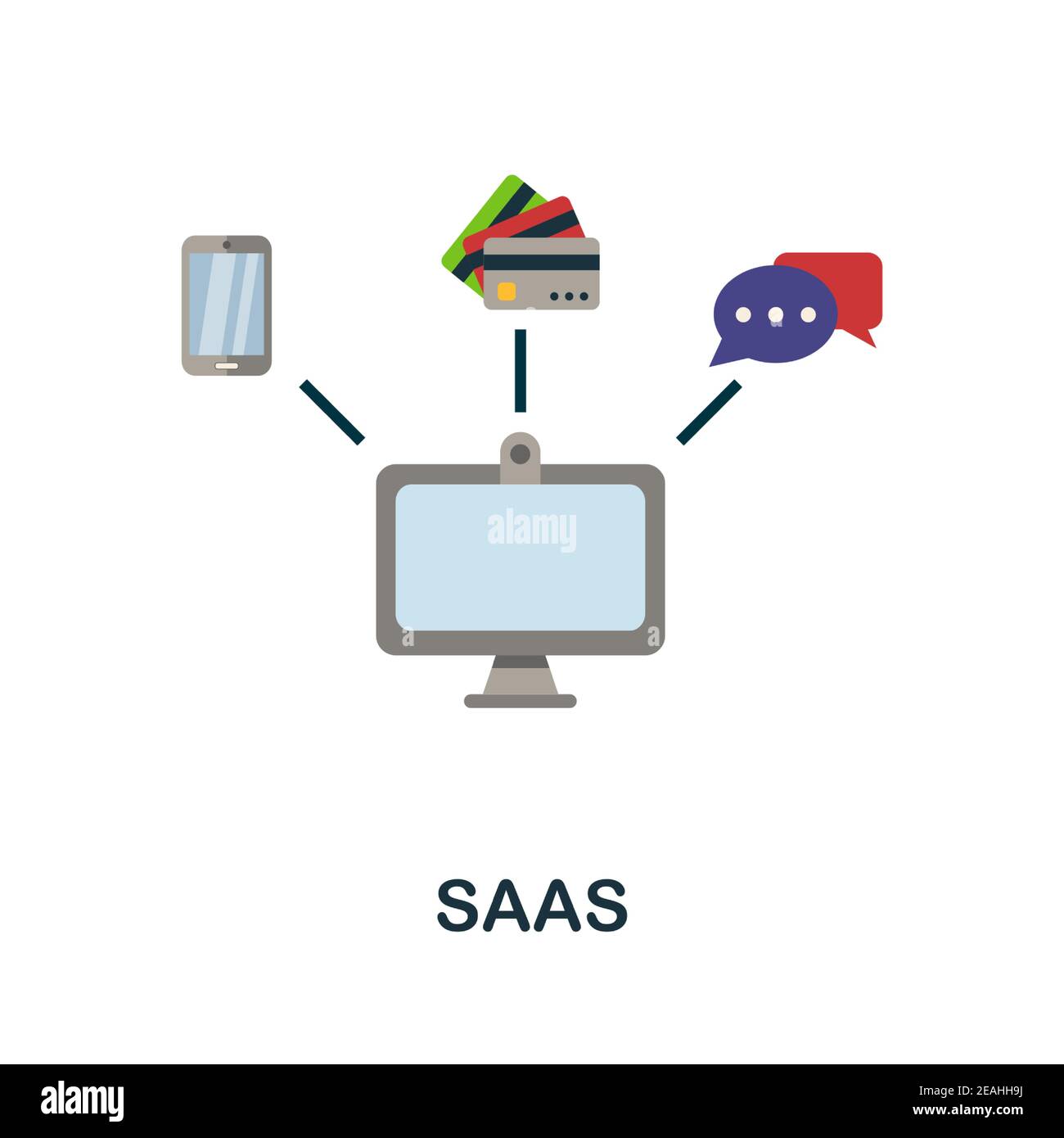 Saas flat icon. Color simple element from fintech collection. Creative ...