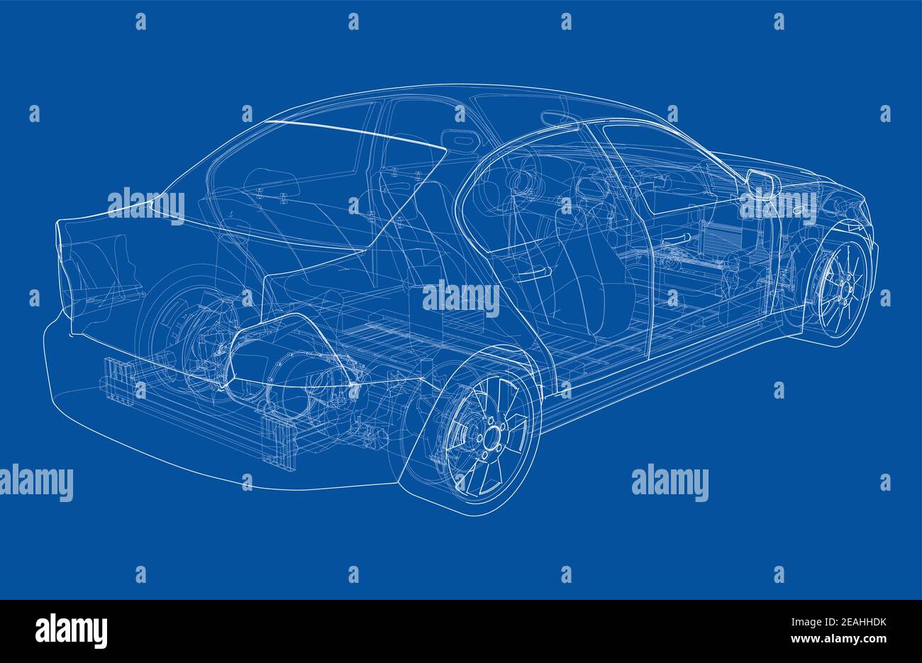 Electric Car With Chassis. Vector rendering of 3d Stock Vector Image ...