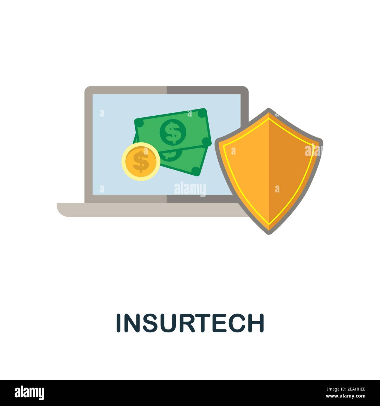 Insurtech flat icon. Color simple element from fintech collection ...