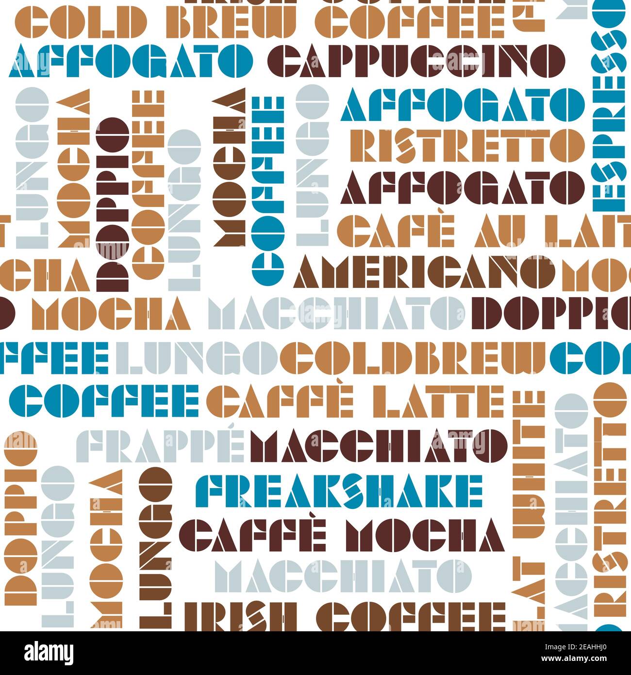 Coffee names seamless pattern. Geometry font. Vector illustration Stock ...