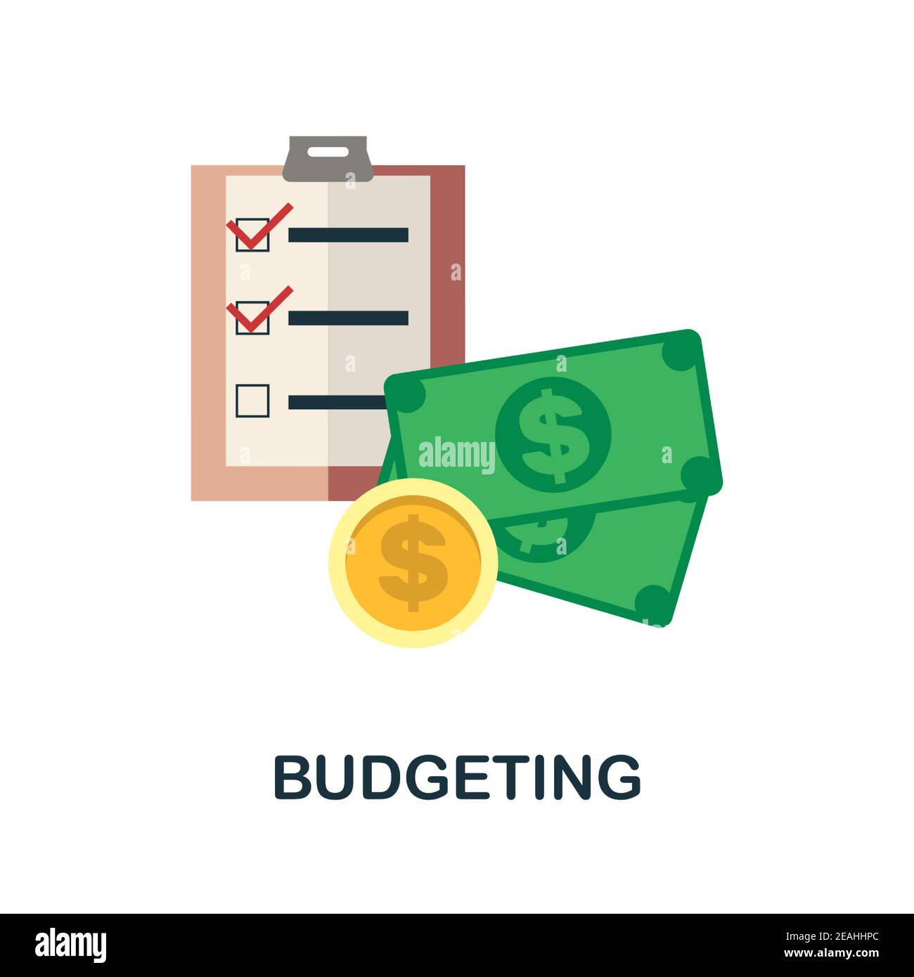Budgeting flat icon. Color simple element from fintech collection. Creative Budgeting icon for ...