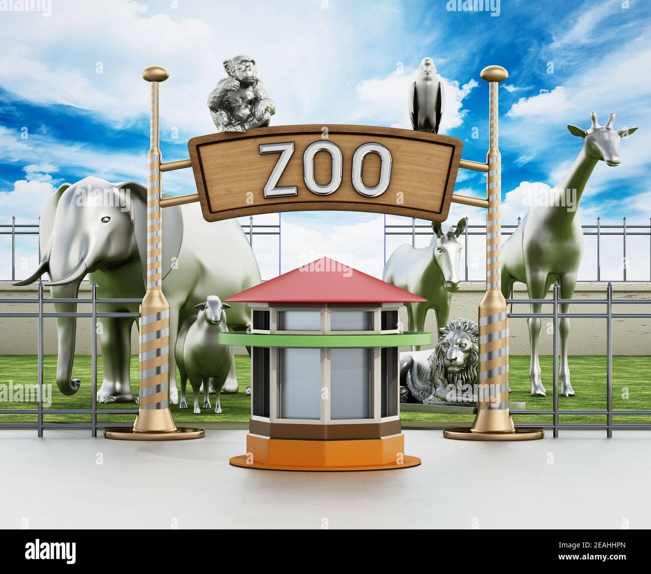 Generic 3D illustration of a city zoo. 3D illustration Stock Photo - Alamy
