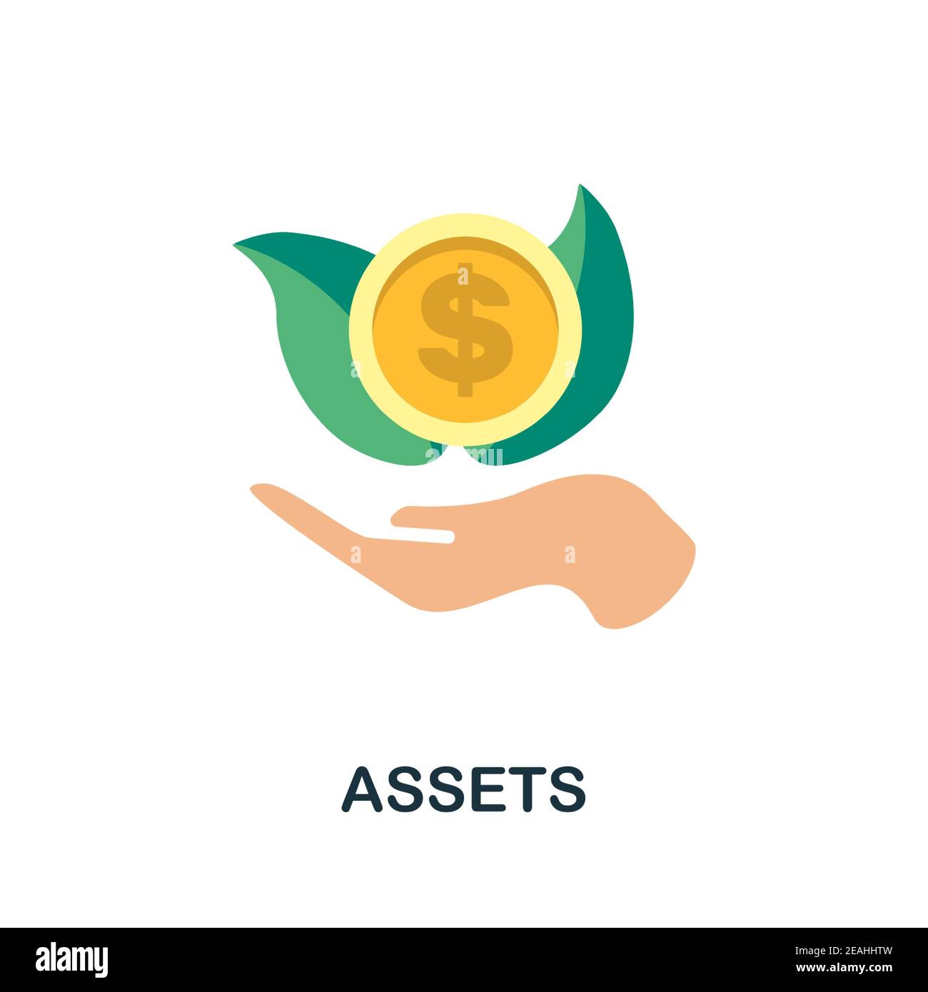 Assets flat icon. Color simple element from fintech collection ...