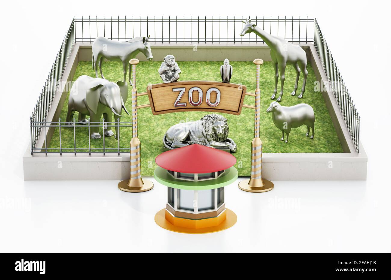 Generic 3D illustration of a city zoo. 3D illustration Stock Photo - Alamy